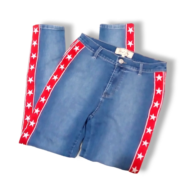 Sheryl Crow | Jeans | Sheryl Crow High Rise Skinny Jeans Red Stars Side ...